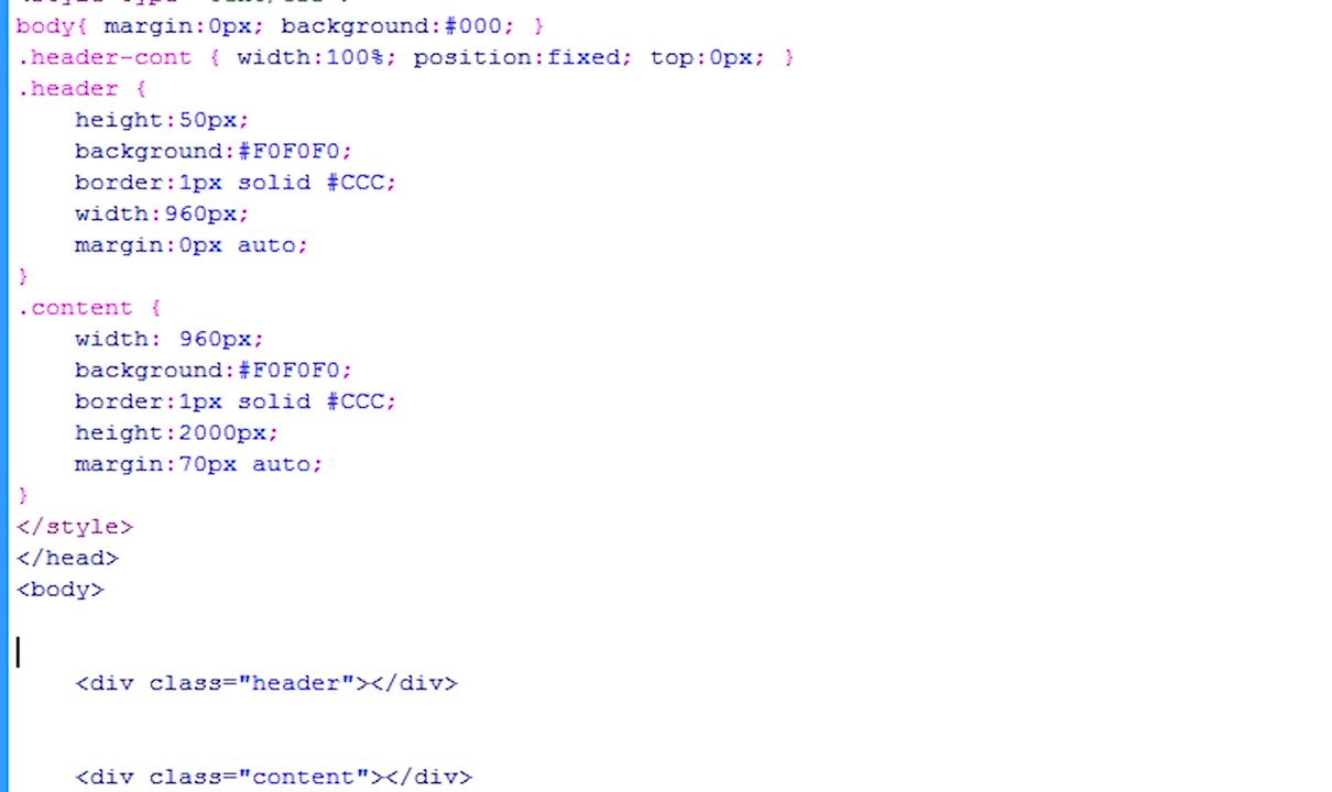 Creating Fixed Headers With CSS CSS Reset